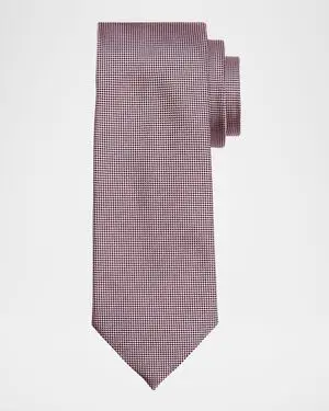 Zegna Tic-Weave Silk Neck Tie Pink