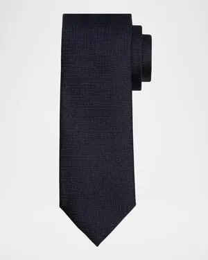 Zegna Microtic-weave Silk Neck Tie - Blue