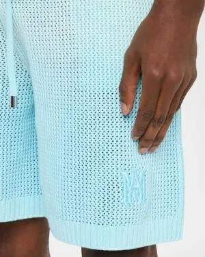 Amiri Cotton Knit Drawstring Shorts - Ltblue