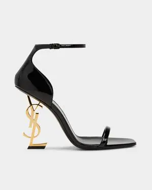 Saint Laurent 110mm Opyum Patent Leather Sandals - Black