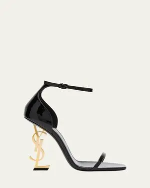 Saint Laurent 110mm Opyum Patent Leather Sandals - Noir