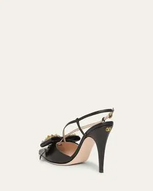 Valentino Garavani Bowow Studded Leather Slingback Pumps