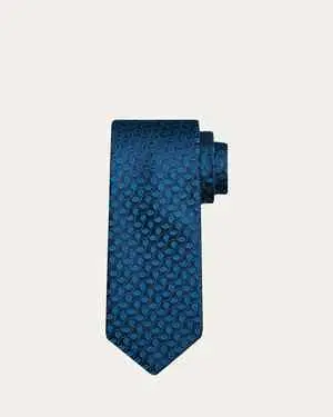 Charvet Vine And Petal Silk Necktie Navy