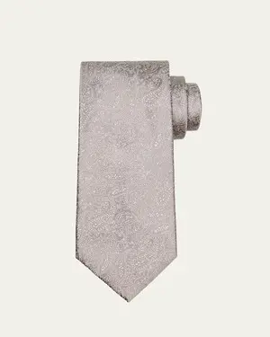 Charvet Paisley Pattern Standard Neck Tie - Gray