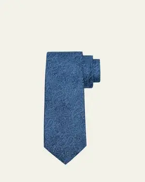 Charvet Paisley Pattern Standard Neck Tie Navy