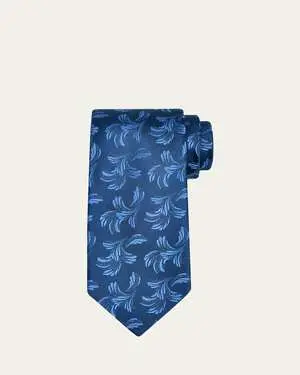 Charvet Abstract Paisley Silk Neck Tie Navy