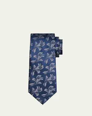 Charvet Abstract Paisley Silk Neck Tie Silver