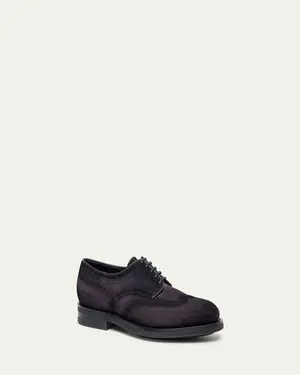 Santoni Emil Suede Brogue Wingtip Derby Shoes - Dark Gray