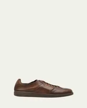 Santoni Burnished Calfskin Slip-on Sneakers
