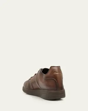 Santoni Burnished Calfskin Slip-on Sneakers