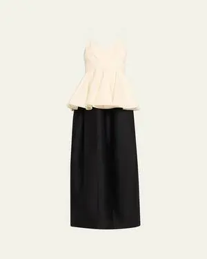 ASHLYN Wool-taffeta Peplum Maxi Dress