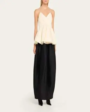 ASHLYN Wool-taffeta Peplum Maxi Dress