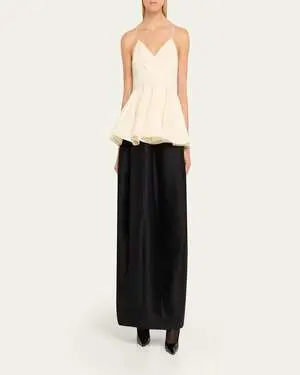 ASHLYN Wool-taffeta Peplum Maxi Dress