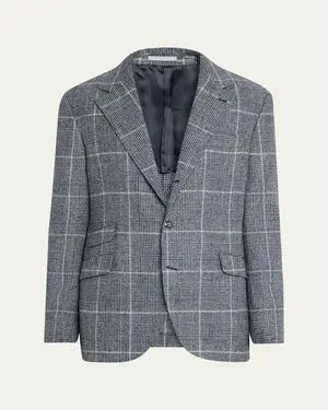 Brunello Cucinelli Overplaid Metal-button Sport Coat