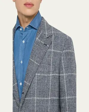 Brunello Cucinelli Overplaid Metal-button Sport Coat