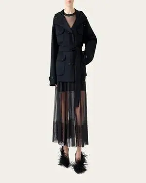 Akris Donna Belted Cashmere Parka Jacket