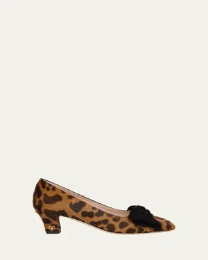 Valentino Garavani Bowow Leopard Calf Hair Pumps - Leopard Print