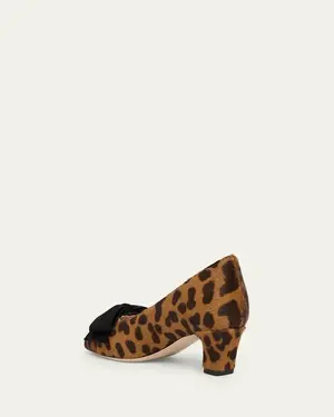 Valentino Garavani Bowow Leopard Calf Hair Pumps