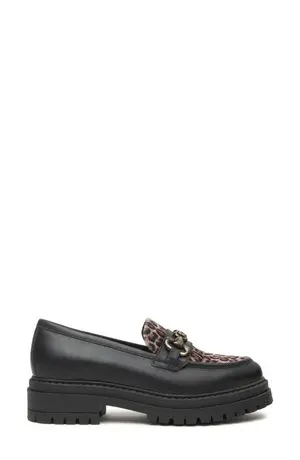 NEROGIARDINI Lug Sole Bit Loafer - Black/leopard