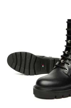 NEROGIARDINI Charm Combat Boot - Black