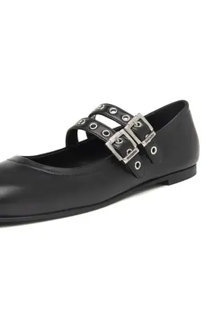 NEROGIARDINI Double Strap Ballet Flat - Black