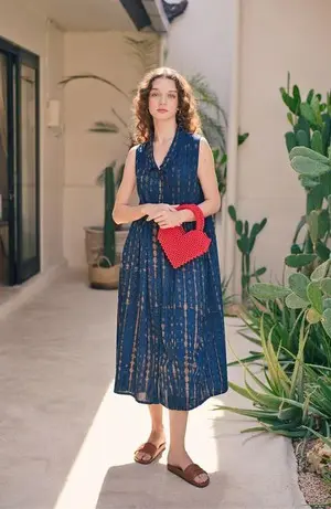 Pink Haley Tina Midi Dress - Blue