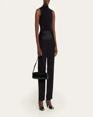 Khaite Kye Zip Leather Shoulder Bag - Black