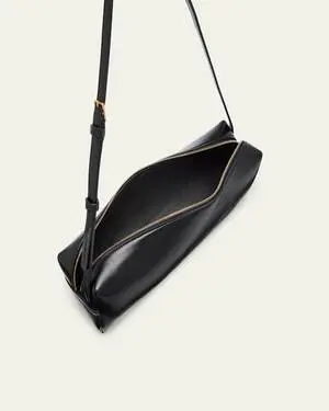 Khaite Kye Zip Leather Shoulder Bag - Black
