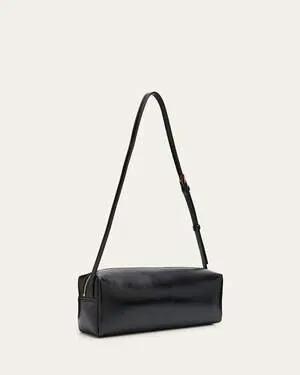 Khaite Kye Zip Leather Shoulder Bag - Black