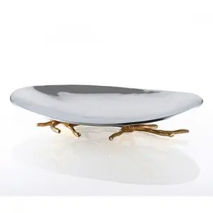 LUNARES Manzanita Pedestal Platter - Gold