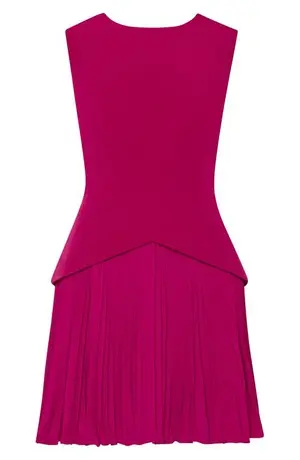 MILLY Haddy Mixed Media Pleated Mini Dress - Plum