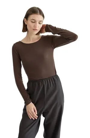 Almina Concept Long Sleeve Boat Tee - Brown