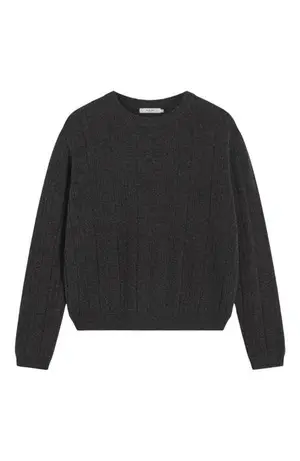 Almina Concept Ribbed Wool Crewneck Sweater - Grey