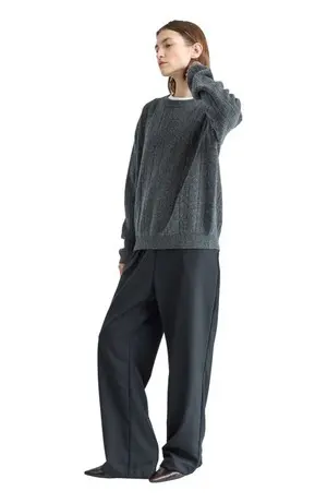 Almina Concept Ribbed Wool Crewneck Sweater - Grey