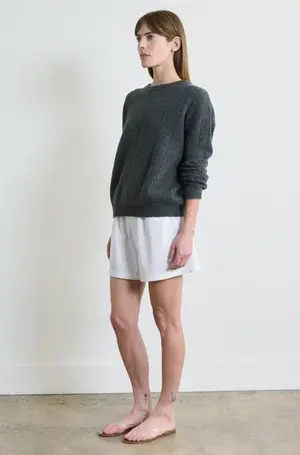 Almina Concept Ribbed Wool Crewneck Sweater - Grey