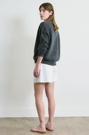 Almina Concept Ribbed Wool Crewneck Sweater - Grey