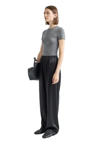 Almina Concept Short Sleeve Knit Top - Charcoal