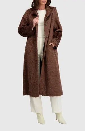 LYLA GRANT Fur-free Lamb Long Coat - Brown