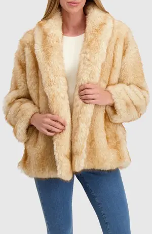 LYLA GRANT Fur-free Fox Jacket - Goldtone