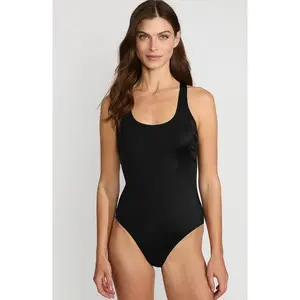 LANDS' END Tugless X-back One Piece Swimsuit - Black