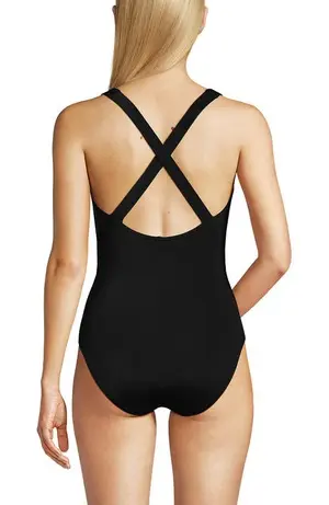 LANDS' END Tugless X-back One Piece Swimsuit - Black