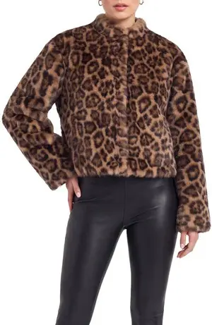 LYLA GRANT Fur-free Mink Collarless Jacket - Lprd Print