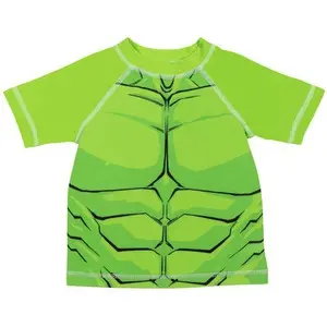 MARVEL Printed Rash Guard And Swim Trunks - Avengers The Hulk Green