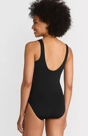 LANDS' END Side Tie Wrap One Piece Swimsuit
