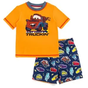 Disney Cars Rash Guard And Swim Trunks Set - Orange Cars Just Keep Truckin'