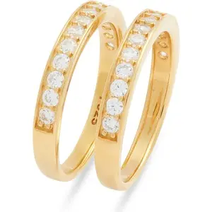 Nordstrom Set Of Two Cubic Zirconia Rings - 14k Gold Plated