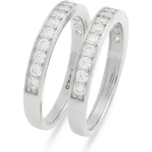 Nordstrom Set Of Two Cubic Zirconia Rings - Platinum Plated