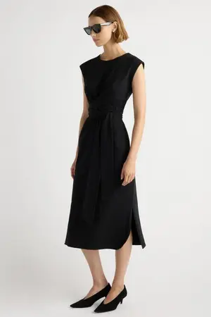 Modern Citizen Fei Tie-front Organic Cotton Midi Dress - Black