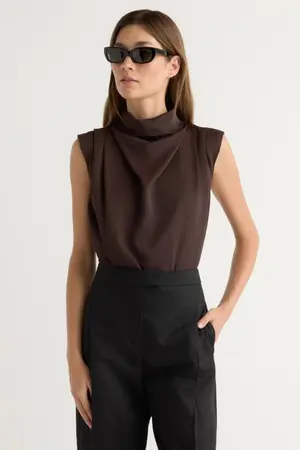 Modern Citizen Allegra Gathered-neck Sleeveless Blouse - Plum