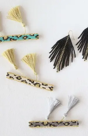 FOSTERIE Embera Seed Bead Dangle Earrings - Empire